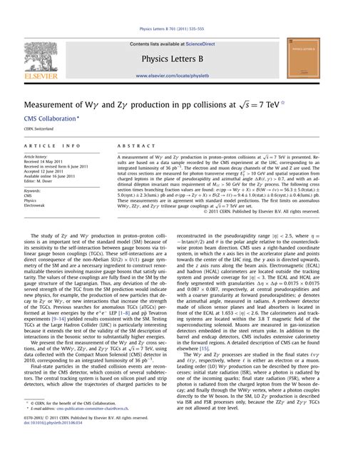 Pdf Measurement Of Wγ And Zγ Production In Pp Collisions At S7 Tev