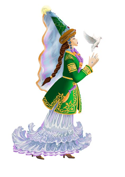 Kazakh Girl In National Clothes Wedding Illustration Girls Illustration Turkish Art Fashion