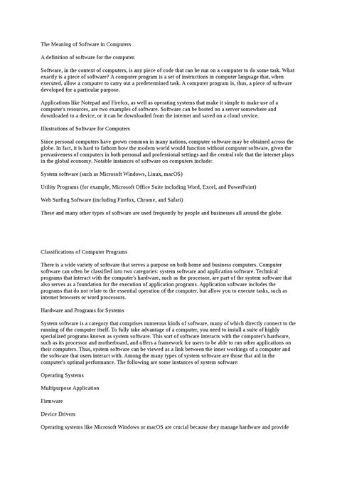 Computer Software The Meaning Of Software In Computers A Definition Of Software For The