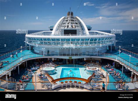 Mid Ship Pool On Board Emerald Princess Cruise Ship At Sea On The Stock