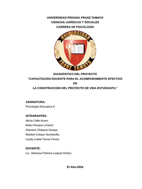 Diagnóstico Del Proyecto Pdf Enseñando Maestros