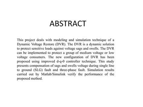 Power Quality Improvement By Using Dvr Pptx Home Appliances Home And Garden