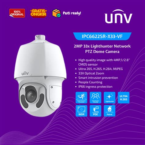 Jual UNV IPC6622SR X33 VF Uniview 2MP 33x Lighthunter Network PTZ Dome Camera Shopee Indonesia