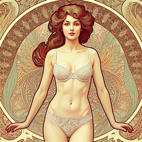 Ethereal Woman In Art Nouveau Lingerie Surrounds B Ai Art