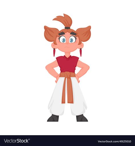 Cartoon Funny And Fabulous Chinese Warrior Girl Vector Image