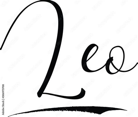 Leo Male Name Cursive Calligraphy On White Background Stock Vector Adobe Stock