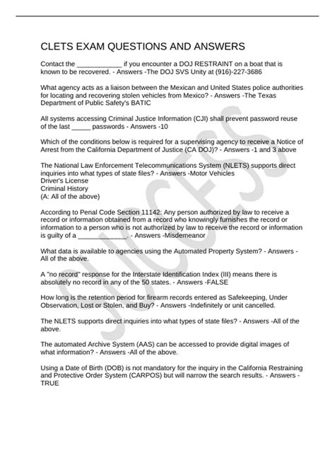 Clets Exam Questions And Answers Clets Stuvia Us