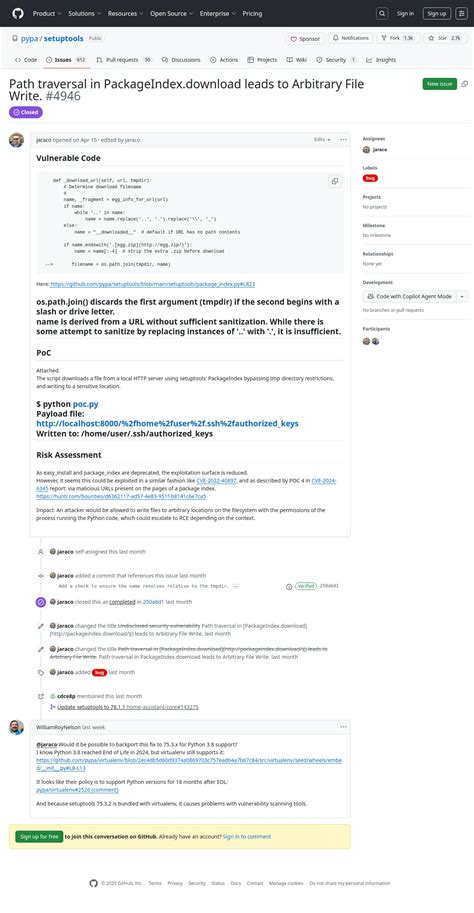 setuptools has a path traversal vulnerability in packageindex download that leads to arbitrary