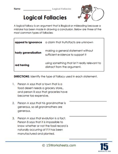 Logical Fallacies Worksheets Figurative Language 15