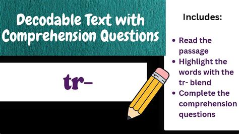 Tr Blend Decodable Passage With Comprehension Questions Phonics Blends Reading