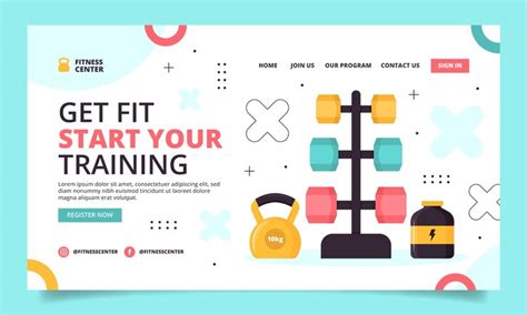 피트니스 체육관 훈련 방문 페이지 템플릿 무료 벡터