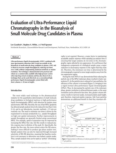 Pdf Evaluation Of Ultra Performance Liquid Chromatography In The Bioanalysis Of Small Molecule