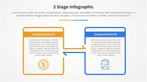 큰 상자 윤곽선과 평면 스타일의 화살표 방향이 있는 슬라이드 프레젠테이션을 위한 인포그래픽 개념 반대쪽 비교를 위한 2포인트