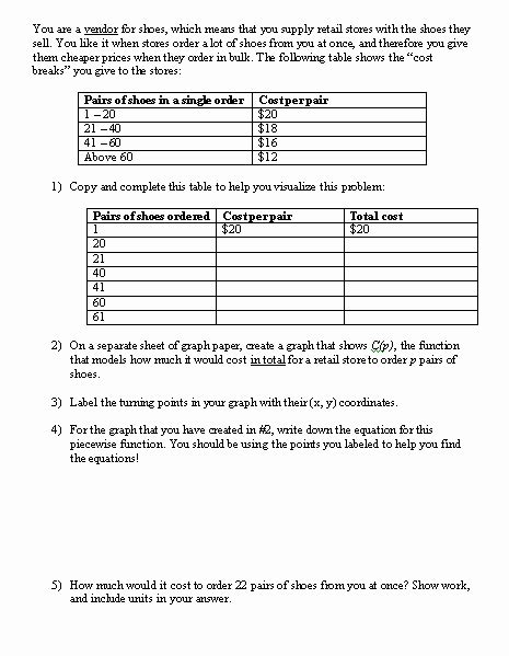 Piecewise Functions Word Problems Worksheet Awesome I Hope This Old Train Breaks Down January