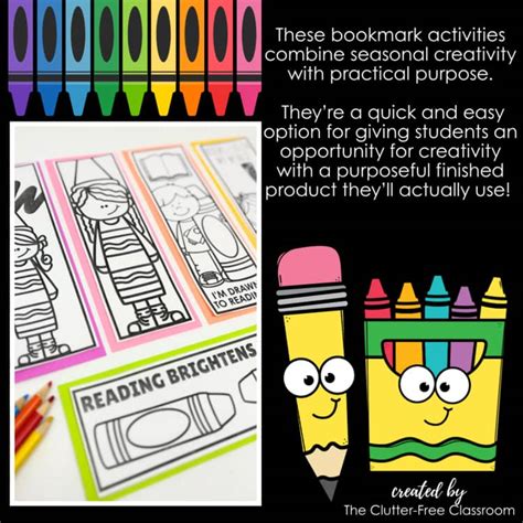 Crayon Bookmarks By Clutter Free Classroom Tpt