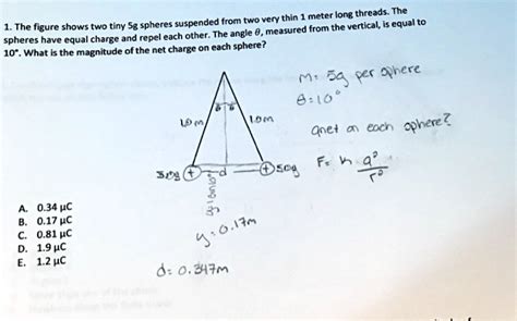 1 The Figure Shows Two Tiny 5g Spheres Suspended From Two Very Thin 1