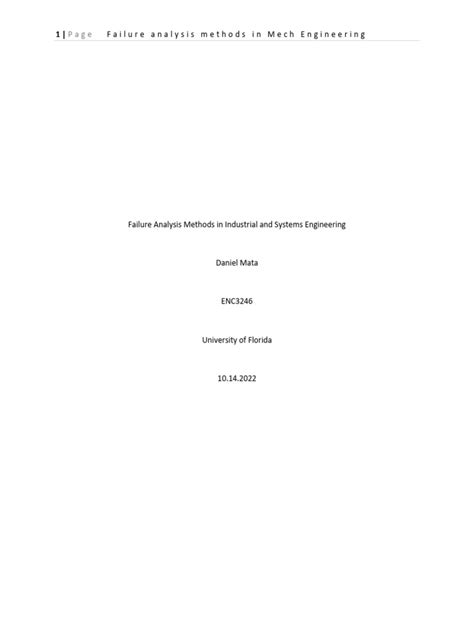 Failure Analysis Methods In Industrial And Systems Engineering Pdf