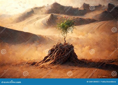 Alone Tree Grow In Desert Ecology Concept Strength Of Life Stock Image Image Of Growth