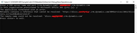 the remote name could not be resolved in dynamics 365 sample stack