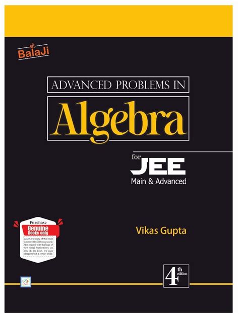 Advanced Problems In Algebra For Jee Main And Advanced 2023 2024 By Vikas