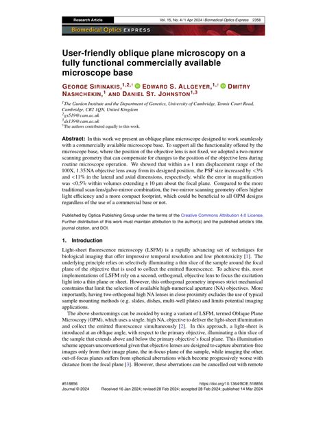 Pdf User Friendly Oblique Plane Microscopy On A Fully Functional