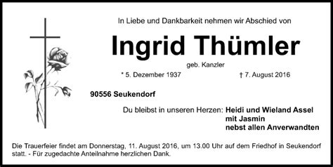 Traueranzeigen Von Ingrid Thümler Trauer Nn De