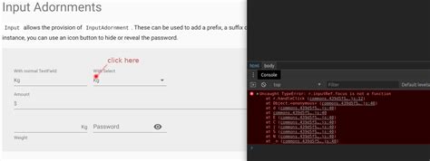 Textfield Uncaught Typeerror Putreffocus Is Not A Function When Clicking On