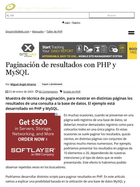 Paginación De Resultados Con Php Y Mysql Pdf Sql Comillas