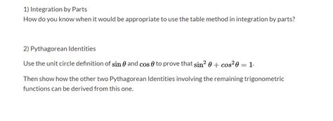 Solved Integration By Parts How Do You Know When It Would Chegg
