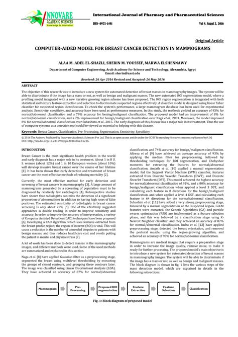 Pdf Computer Aided Model For Breast Cancer Detection In Mammograms
