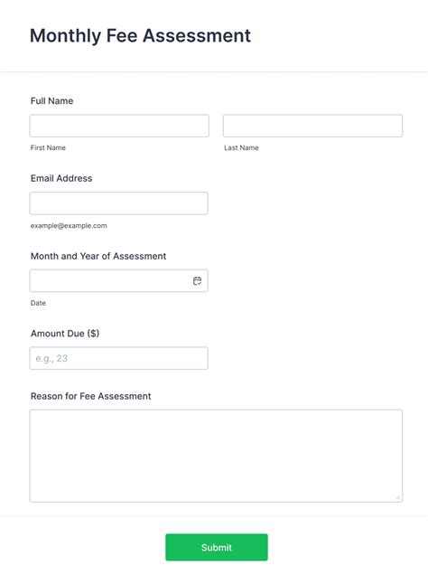 Monthly Fee Assessment Form Template Jotform