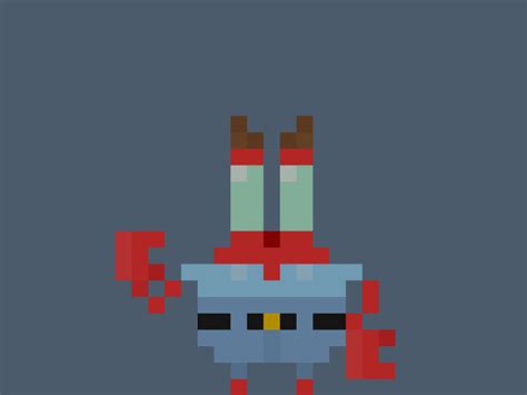 Famous Characters In Pixel Art • Eugene Harold Krabs Or Mr Krabs From Spongebob Squarepants