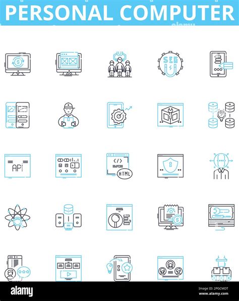 Personal Computer Vector Line Icons Set PC Computer Desktop Laptop Notebook Ultrabook