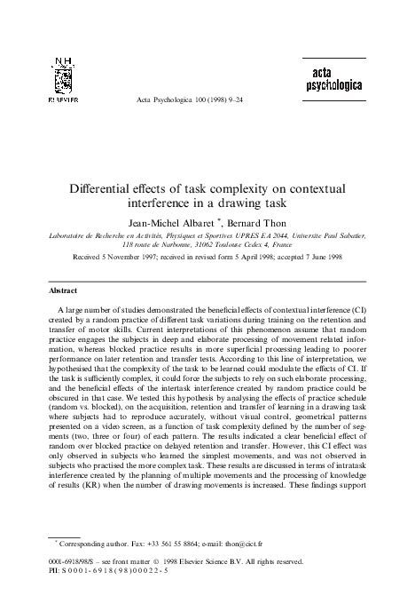 Pdf Differential Effects Of Task Complexity On Contextual