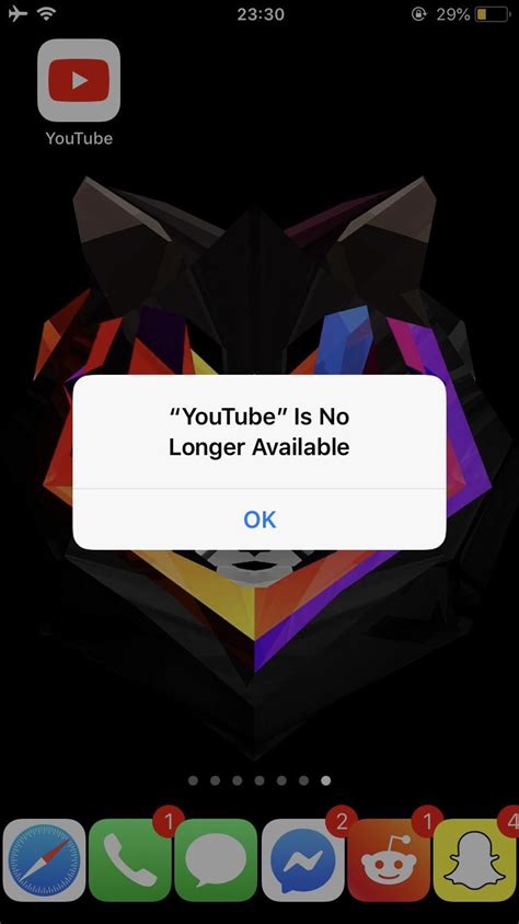 [help] youtube doesn t work anymore that s the message i get when opening the app r jailbreak