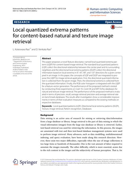 Pdf Local Quantized Extrema Patterns For Content Based Natural And Texture Image Retrieval