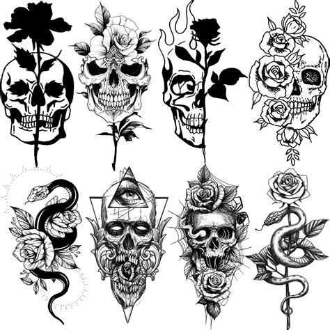 Skull With Rose Eyes Drawing