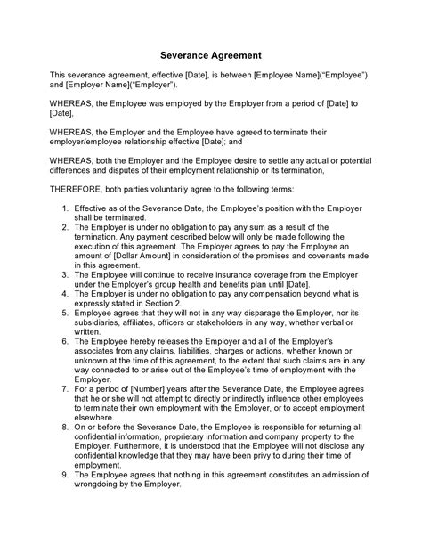 Severance Letter Template Shrm