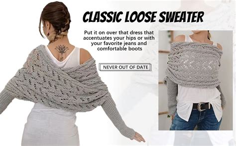 Baiure Knitted Cable Wrapshrugs For Womenknitted Wrapscarf With