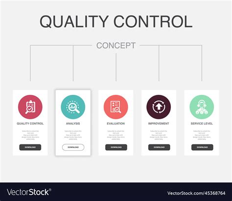 Quality Control And Analysis Icons Royalty Free Vector Vectorstock