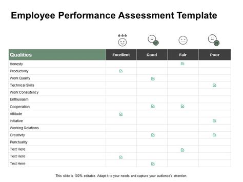 Employee Performance Assessment Template Ppt Powerpoint Presentation Infographic Template Smartart