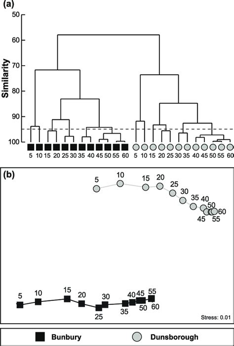 A Cluster Dendrogram And B Nmds Ordination Plot Derived From A