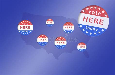 Vote Here Today Badges Or Button Or Sticker On Map Usa Stock Image
