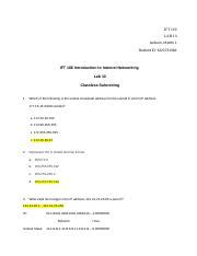 Lab Classless Subnetting Jackson Martin L Docx IFT LAB