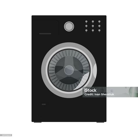 흰색 배경에 격리 된 검은 색 세탁기 사실적인 벡터 세탁기 0명에 대한 스톡 벡터 아트 및 기타 이미지 0명 3차원 형태 가사 집안일 Istock
