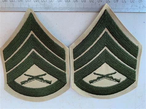 Pair Of Usmc United States Marine Corps Army Rank Chevrons Staff