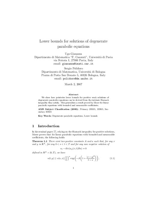 Pdf Lower Bounds For Solutions Of Degenerate Parabolic Equations