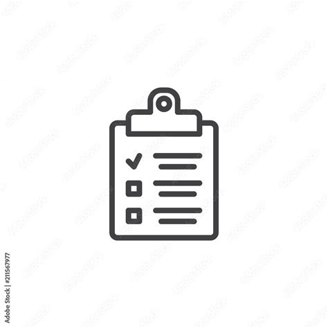 Clipboard Checklist Outline Icon Linear Style Sign For Mobile Concept And Web Design Notepad