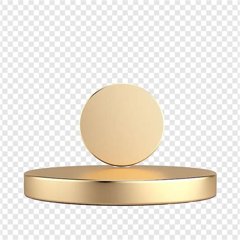 원형 상단으로 된 골든 디스플레이 스탠드 우아한 3d 렌더링 무료 Psd 파일