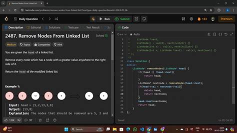 Successfully Solved The Remove Nodes From Linked List Problem Rahul